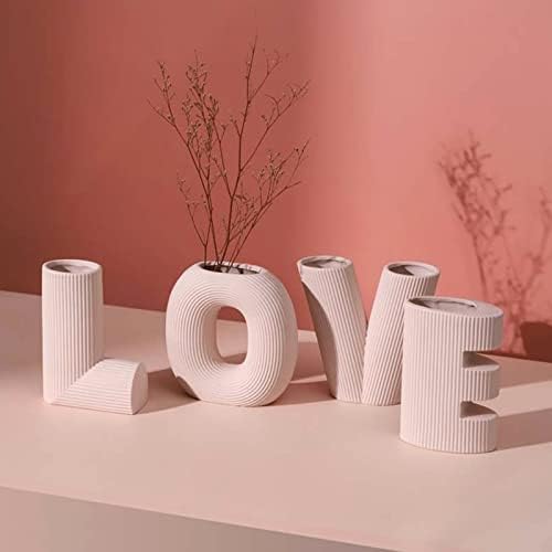 Amazon.com: 4-Piece Pink Ceramic Modern Minimalist Decorative Love ...
