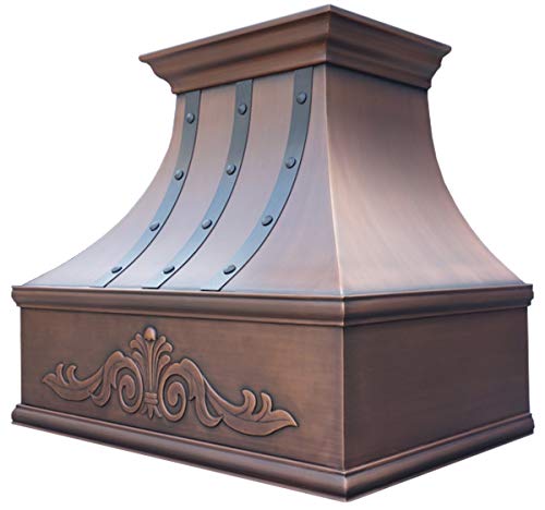 Copper Tailor Copper Range Hood Island Mount,4 Speed Exhaust Fan ...