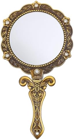 Amazon.com: VILLCASE Small Handheld Mirror Vintage, Gold Vanity Hand ...