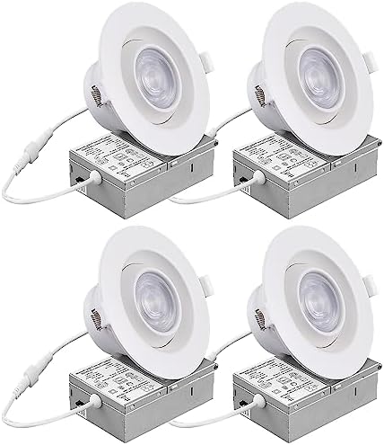 LED Recessed Lighting 4inch 4 Packs,10W Gimbal Recessed Light with ...