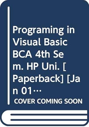 Programing in Visual Basic BCA 4th Sem. HP Uni. : Amazon.in: Books