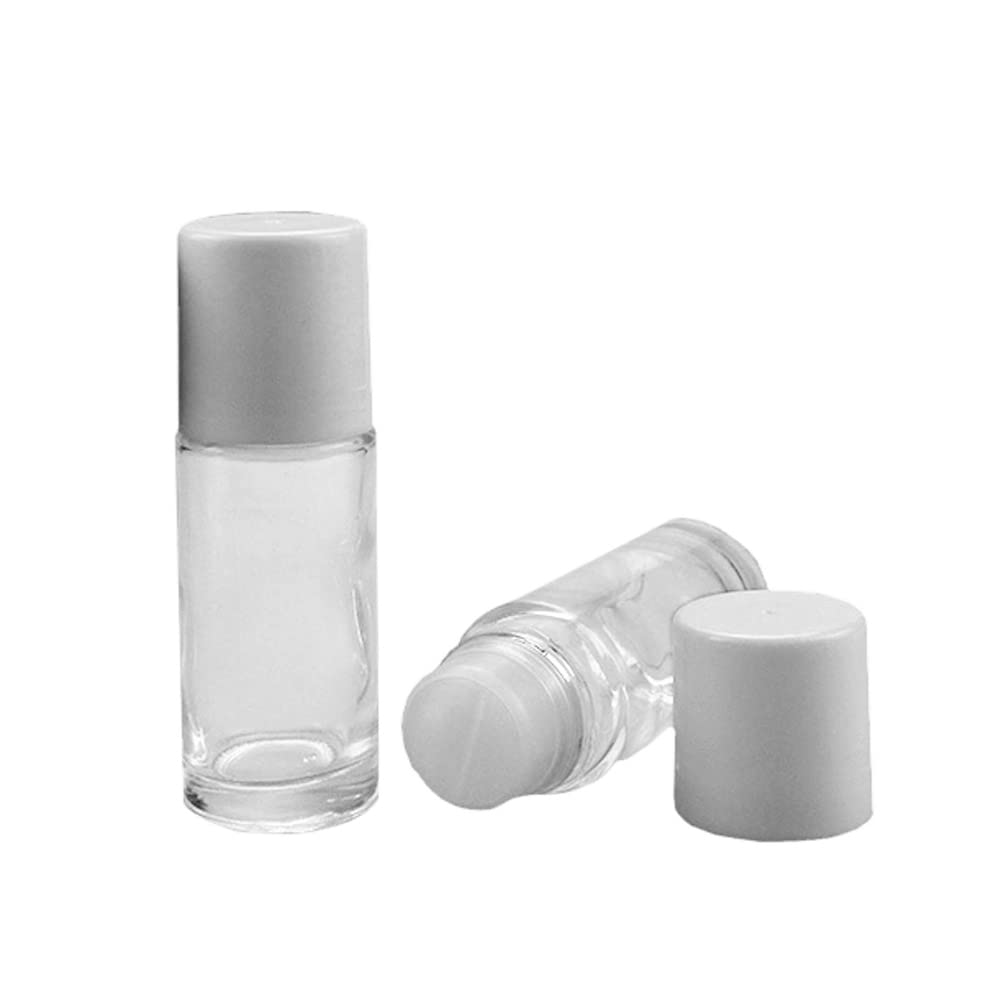 2Pcs 30ml/1oz Clear Glass Deodorant Roller Bottle with Plastic Roller ...