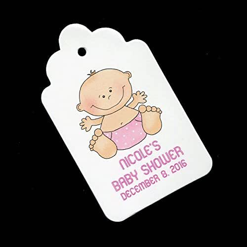 Amazon.com: Baby Shower Favor Tags, Baby Girl In Pink Diaper ...