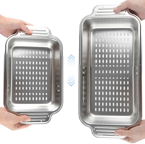 Amazon.com: Over the Sink Colander Strainer Basket - ALL METAL ...