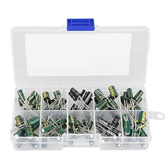 Oumefar 100pcs Capacitor Kit, Aluminum Electrolytic Capacitor Assortment Box Kit Electrolytic ...