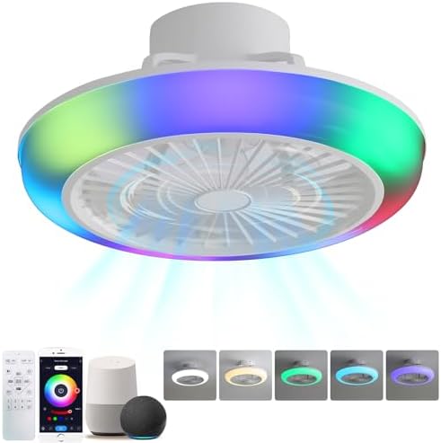 OLUZO RGB Ceiling Light with Fan, RGB Colour Dimmable Ceiling Light and ...
