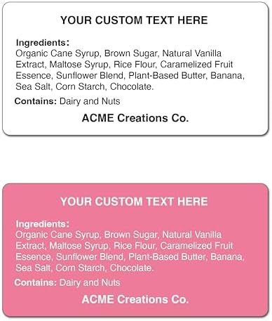 Amazon.com : Custom Nutrition Ingredients Labels - 2" x 4" Rectangle ...