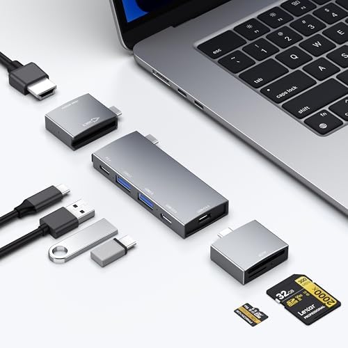 Amazon.com: USB C Hub for MacBook, USB Hub 7-in-2, for Thunderbolt 4 ...