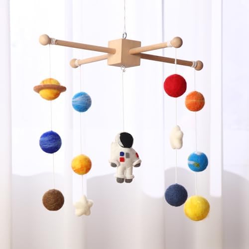 Amazon.com : Hahafelt Space Nursery Mobile for Crib Wooden and Felt ...