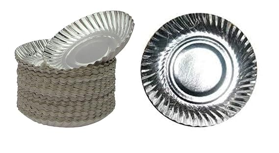 Disposable Silver Paper Plate Small, 8 inches,(Pack of 100 Pieces ...