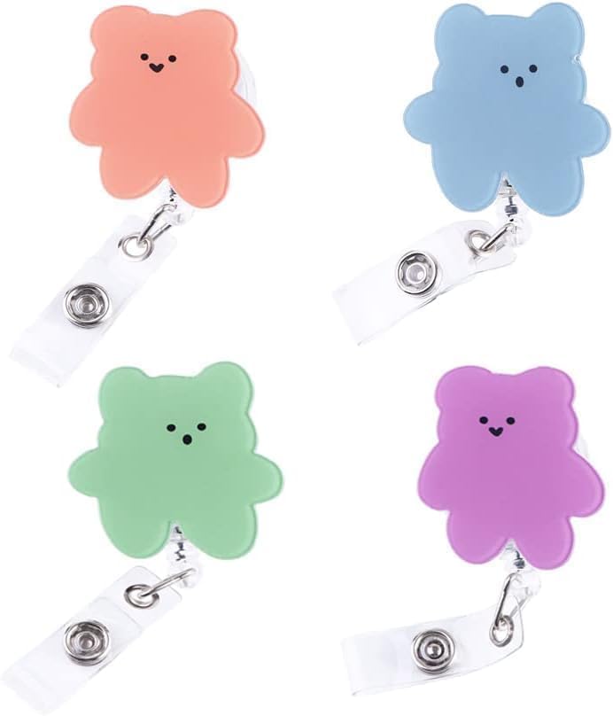 4Pcs Name Decorative Badge Reels with Clip on ID Card Holders for Nurse ...