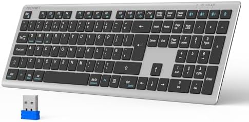 TECKNET Wireless Keyboard, Rechargeable 2.4GHz USB Bluetooth Keyboard ...