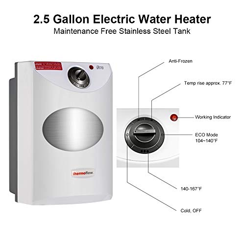 Snapklik.com : Thermoflow Electric Mini Tank Water Heater, 2.5 Gallon ...