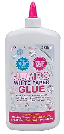 480ml White Paper Glue - PVA Craft Adhesive for Paper, Card, Fabric ...