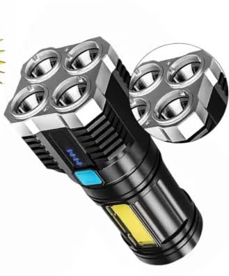DNM Super Bright Rechargeable Torch with 4 Lighting Modes and Power ...