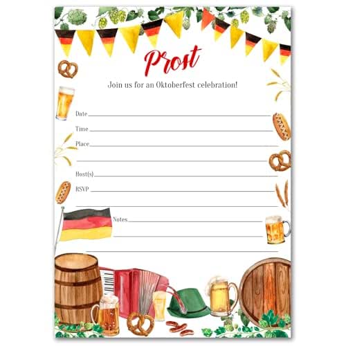 Amazon.com: Watercolor Oktoberfest German Party Invitations, Set of 20 ...