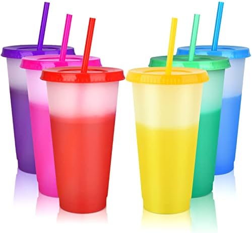 NUZEKY Reusable Plastic Cups with Straws & Lids: 16oz 10Pcs Cold Iced ...