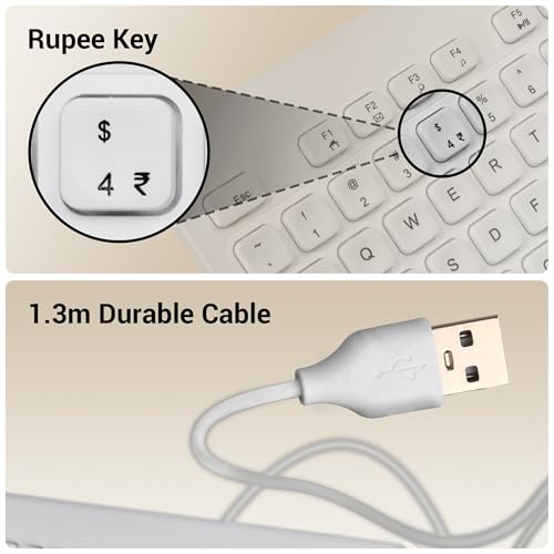 ZEBRONICS K51 Wired Keyboard with 105 Keys, 1.3m Cable, ₹ Key, USB ...