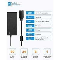 Amazon.com: ALITOVE AC to DC Converter 12V 5A 60W 100-240V to 12V Car Cigarette Lighter Socket ...