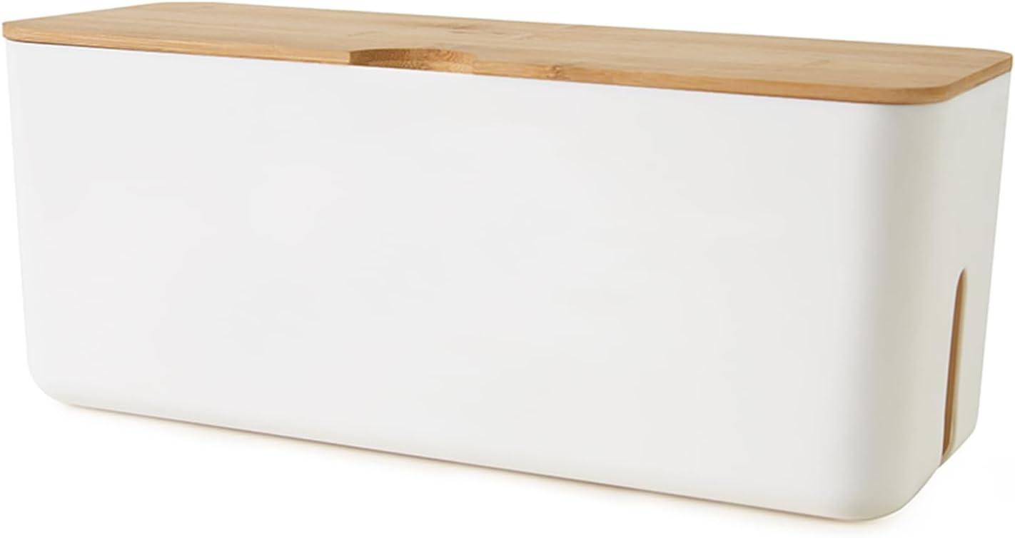 Amazon.com: Changsuo Cable Management Box with Bamboo Lid Small Cable ...