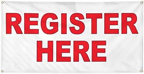 Amazon.com: Vinyl Banner Multiple Sizes Register Here Red Business ...