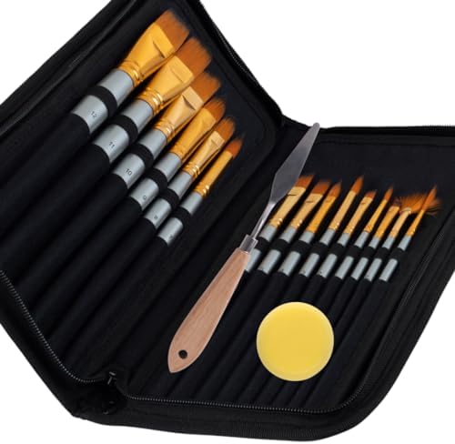 Amazon.com: Artist Paint Brush Set 16pc - Includes Palette Knife ...
