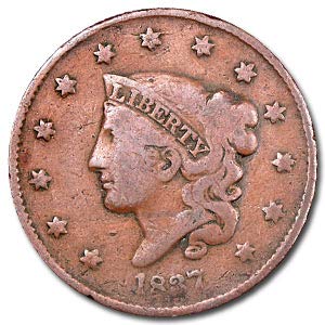 1837 Large Cent Plain Cord, Sm Letters VG Cent Very Good at Amazon's ...