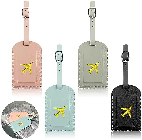 4PCS Leather Luggage Tags,Personalised Durable Travel Tags, Suitcase Identifier Labels ...