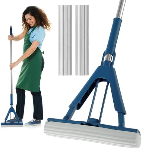 Amazon.com: Self-Wringing PVA Sponge Mop, 11.02in Absorbent Roller Mop ...