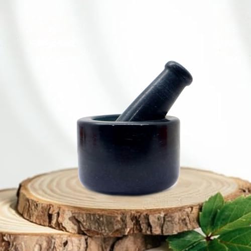 Jaipur Ace Natural Black Marble Mortar and Pestle Set, Imam Dasta ...