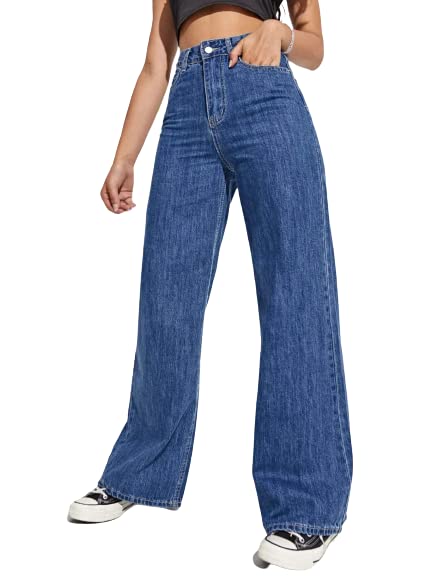 Buy Z & G trends Blueberry Wide Leg HIGH Rise Jeans (32) at Amazon.in