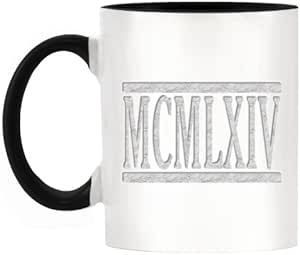 Año de nacimiento números romanos 1964 MCMLXIV diseño bicolor taza con ...