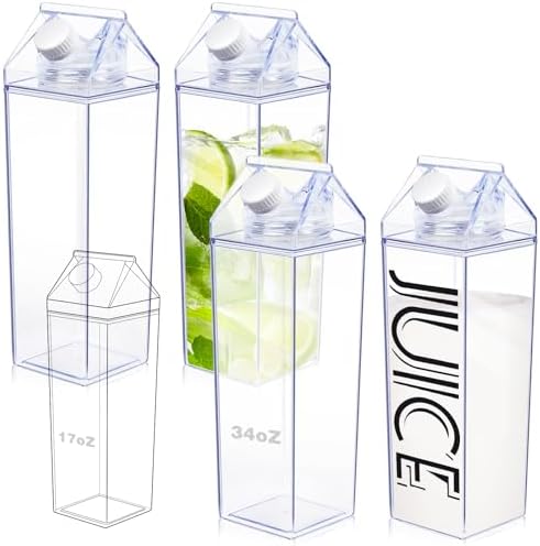 Amazon.com: ABuff 6 Pack 1000 ml/ 34 Oz Milk Carton Water Bottle Clear ...
