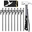 Amazon.com : Tent Stakes and Hammer Set, 8 Pack 8in Heavy Duty Forged ...