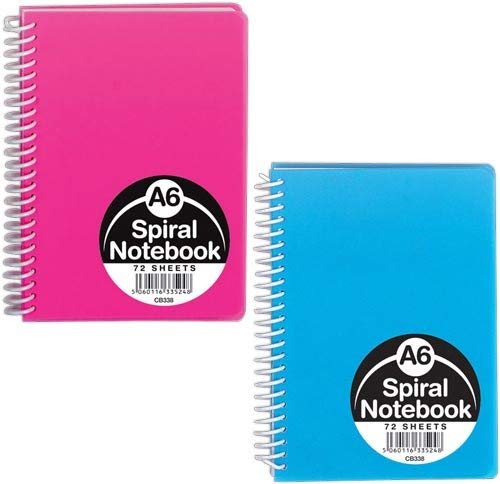 PACK OF 3 - Neon Plastic Cover A6 Spiral Notebook (Assorted Colours ...
