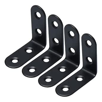 uxcell 4pcs Angle Bracket Stainless Steel 40 x 40mm Black Corner ...