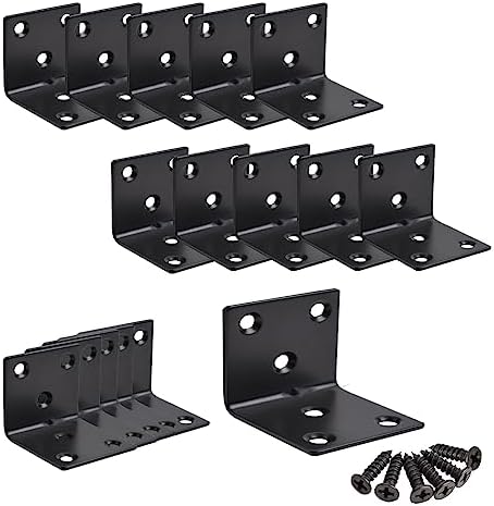 16 Packs Black L Bracke Corner Braces,YMAISS Stainless Steel Joint ...