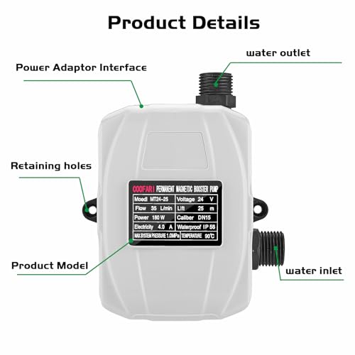 Water Pressure Booster Pump for Home, 24V Automatic Shower Water ...