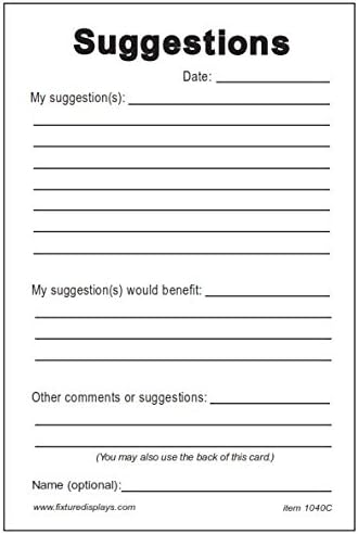 Amazon.com : FixtureDisplays® 10 Packs of 25 Suggestion Cards ...