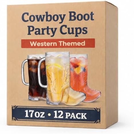 Amazon.com: JoyServe Cowboy Boot Cups - (Bulk Pack of 12) 17oz Drink ...