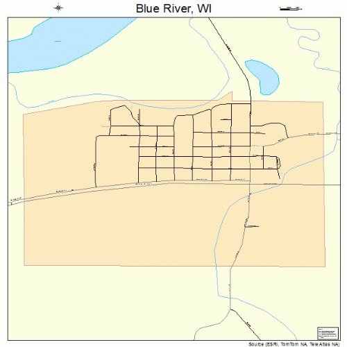 Large Street & Road Map of Blue River, Wisconsin WI - Printed poster ...