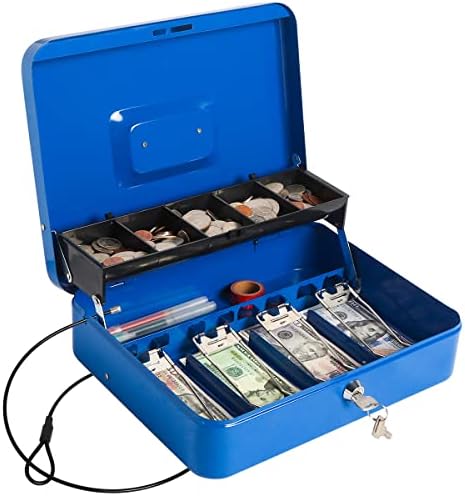 Amazon.com: Cash Box with Money Tray and Lock, Large Money Box for Cash ...