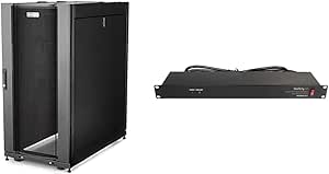 Amazon.com: StarTech.com 25U Server Rack Cabinet & 8 Outlet Horizontal 1U Rack Mount PDU Power ...
