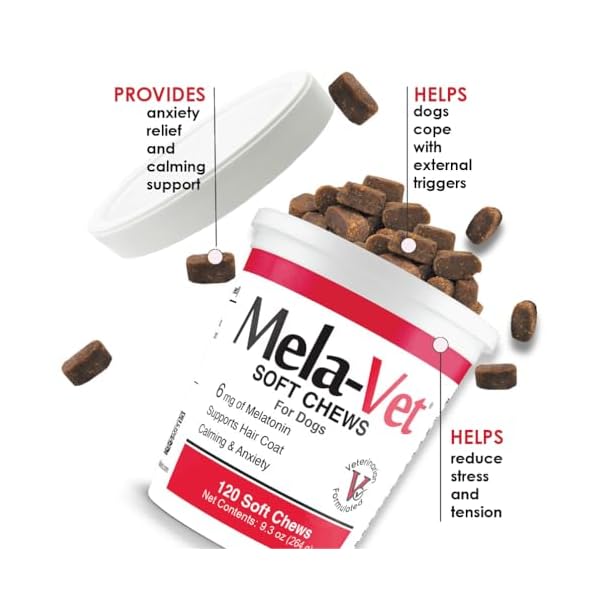 Mela-Vet Melatonin Calming Soft Chews for Dogs, Vet-Formulated to ...
