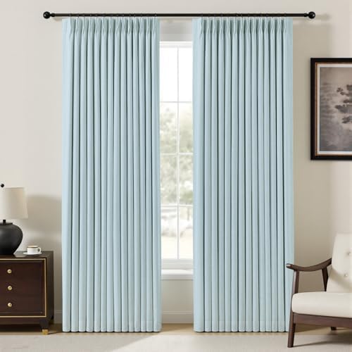 Amazon.com: YZ HOME Pinch Pleated Linen Curtains 100% Blackout 84 ...