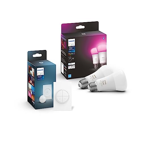 Philips Hue (1) White Tap Dial Light Switch with (2) Smart 75W A19 LED ...