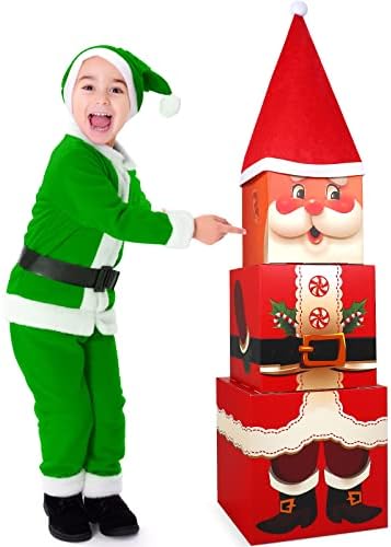 Amazon.com: JOYIN 12 Pcs Christmas Stackable Gift Boxes Set with Lids ...