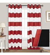 Amazon.com: DriftAway Red Stripe Room Darkening Window Curtains 96 Inch ...