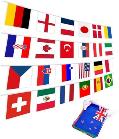 Amazon.com: LUSEOAN 224 Different Countries International String Flags ...