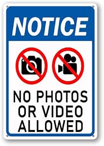 Amazon.com: Soliyoahee Notice No Photos Or Video Allowed Sign 5.5inch× ...